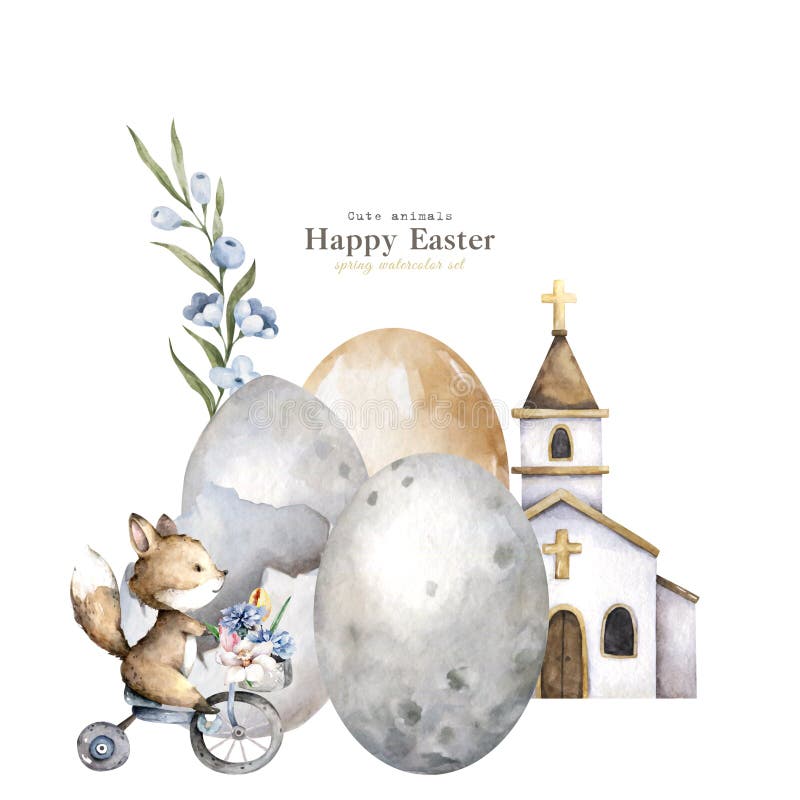 Church Watercolor Illustration. Holy Easter Day Stock Image - Image of ...