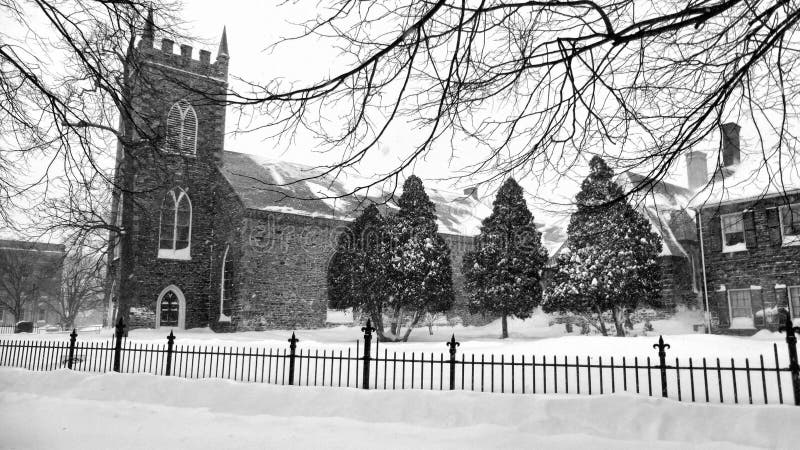 Church in Winter stock image. Image of snow, lowell, snowstorm - 56331809