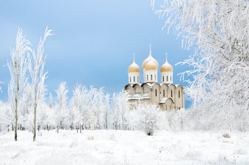 Church in winter stock photo. Image of christian, covered - 87507918
