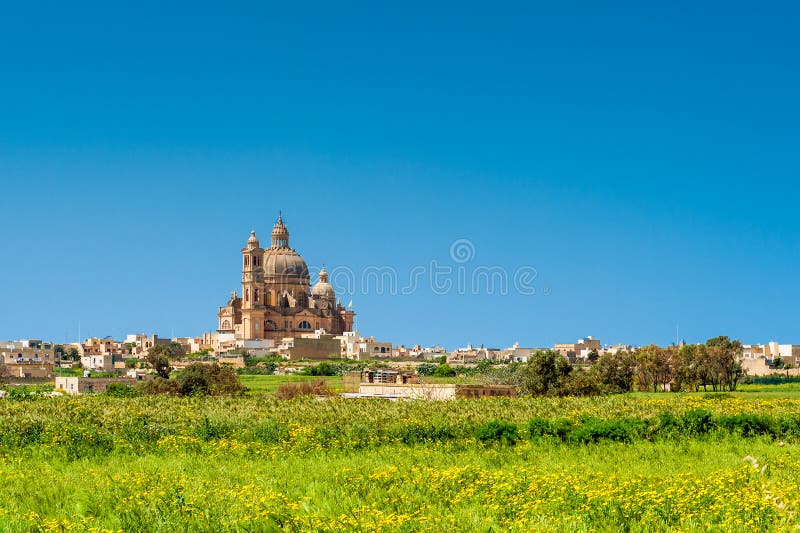 Church in Xewkija Gozo stock image. Image of local, springtime - 84080581