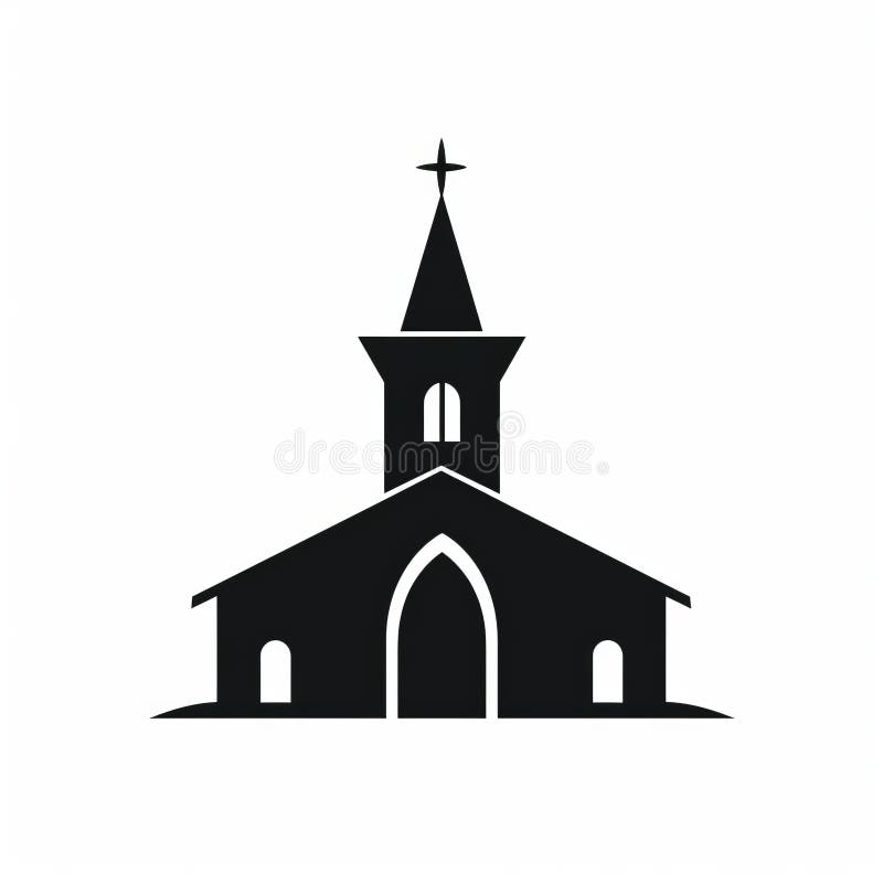 Minimalist Church Silhouette on White Background Stock Illustration ...