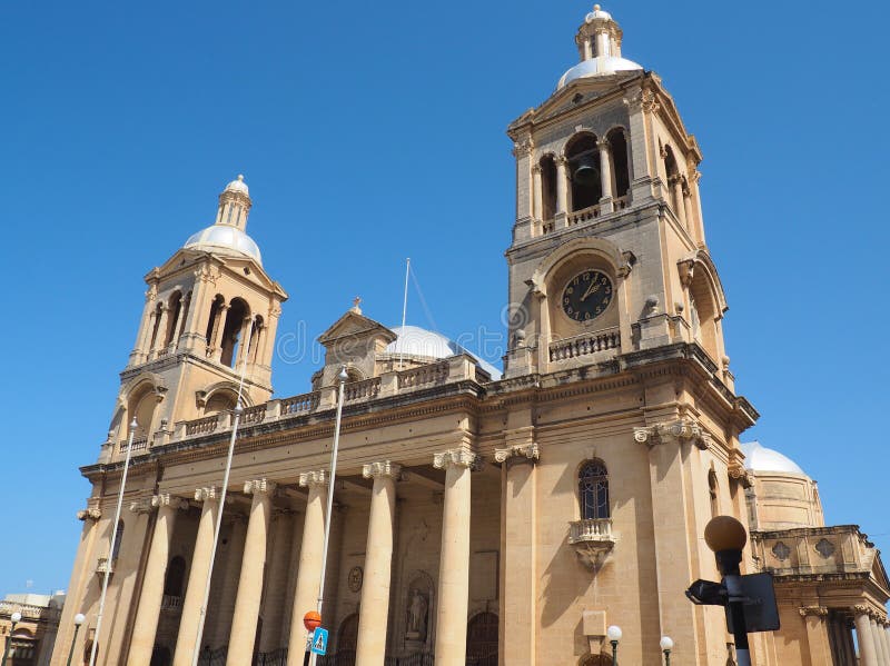 Church facade in Malta stock image. Image of facade - 205845093