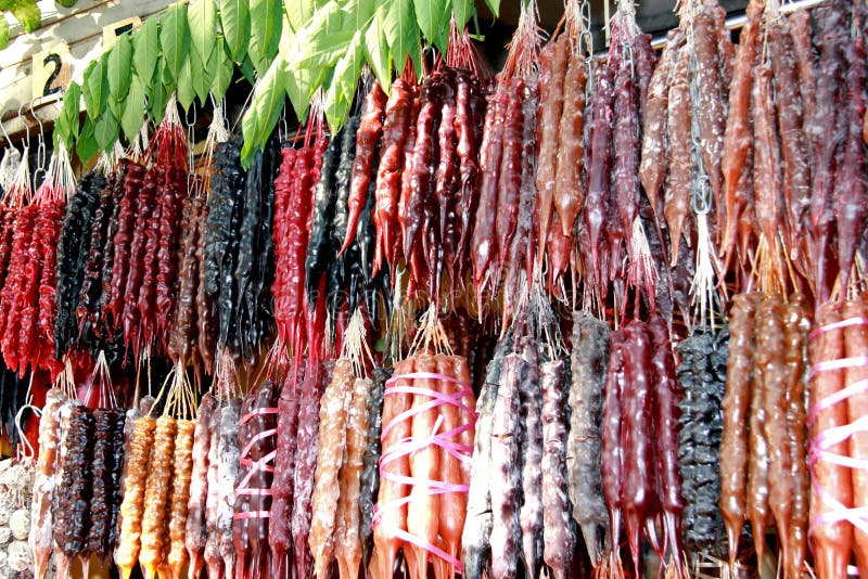 Georgian Churchkhela Auf Einem Dunklen Hintergrund Nahaufnahme ...