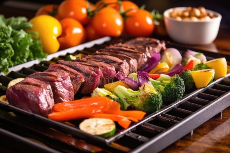 A Churrasco Grill with Assorted Vibrant Vegetables Stock Illustration ...