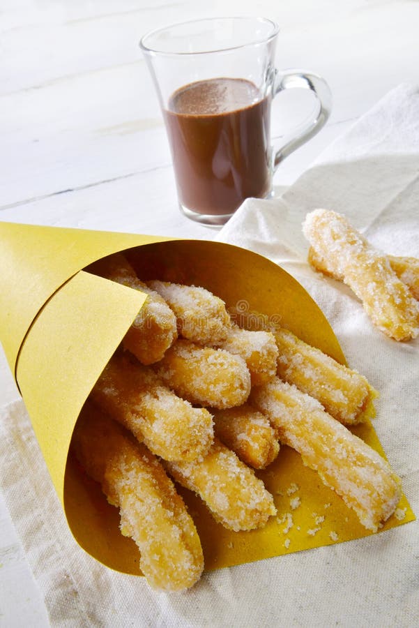 Churros y chocolate stock image. Image of spanish, traditional - 94504695