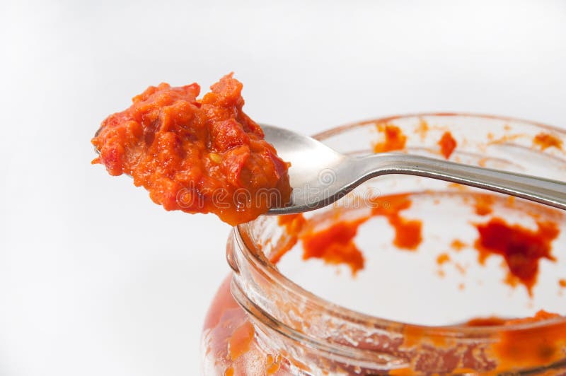 Chutney on Spoon in a Glass Jar Stock Image - Image of eating ...