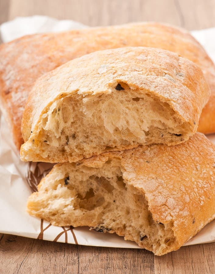 Ciabatta with cheese stock photo. Image of french, crop - 30984220