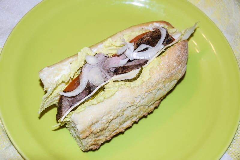 Ciabatta Sandwich with Beef Stock Photo - Image of beef, snack: 92814698