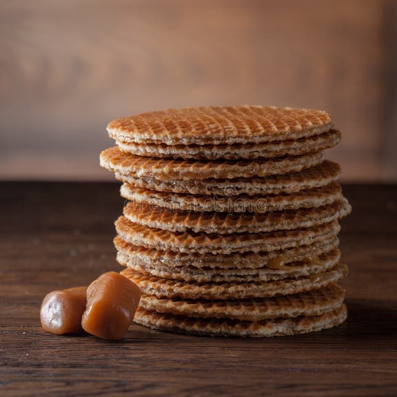 Cialde Con Caramello Su Legno Immagine Stock - Immagine di legno ...