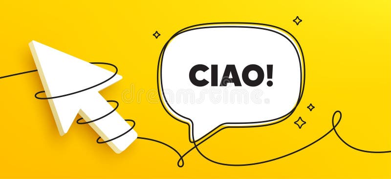 Ciao Welcome Tag. Hello Invitation Offer. Continuous Line Chat Banner ...