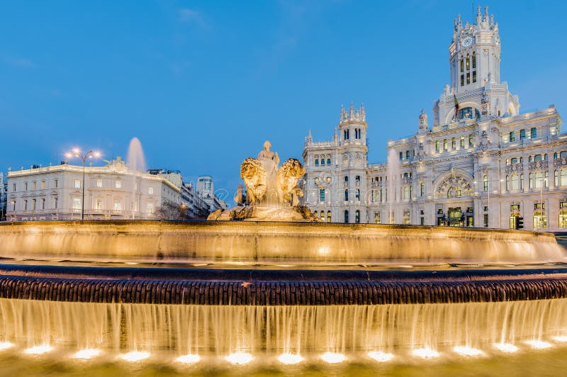 Cibeles Fountain at Madrid, Spain Stock Photo - Image of statue ...