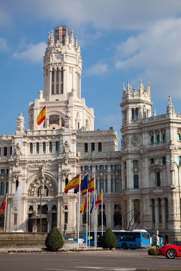 Cibeles Square and Palace of Communications, Madri Stock Photo - Image ...