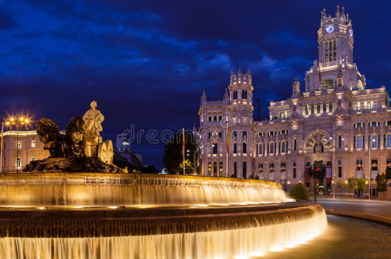 Cibeles Square and Palace of Communications, Madri Stock Photo - Image ...