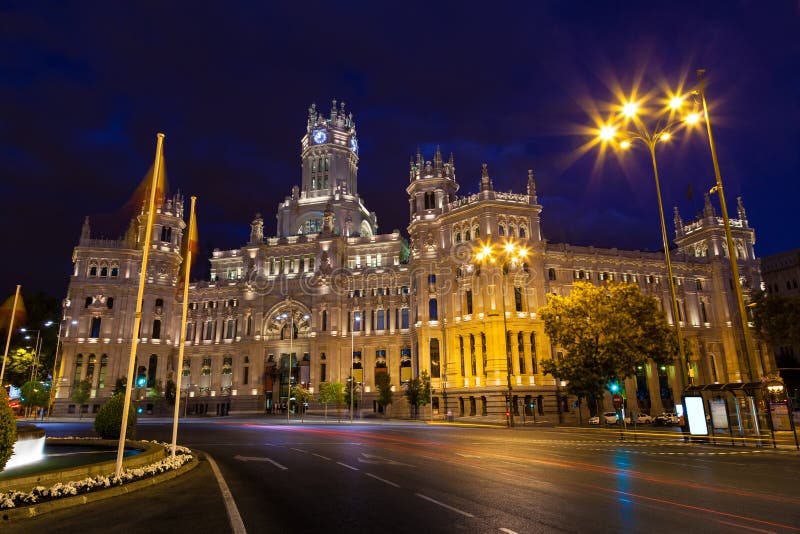 Cibeles Square and Palace of Communications, Madri Stock Photo - Image ...