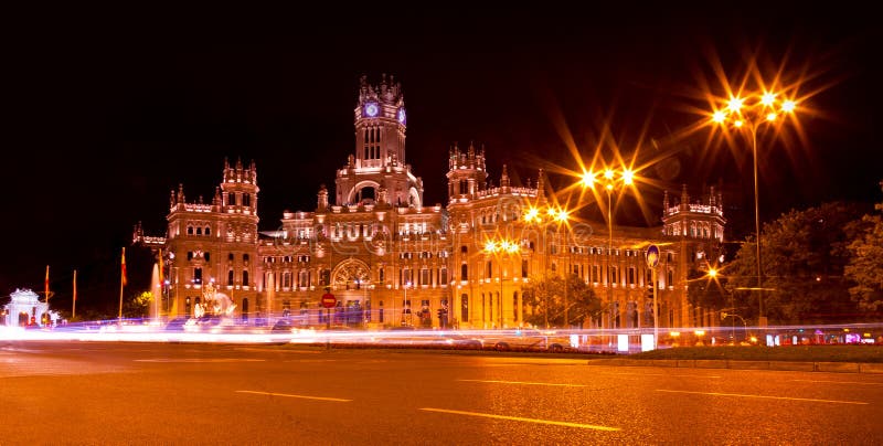 Cibeles Square and Palace of Communications, Madri Stock Photo - Image ...