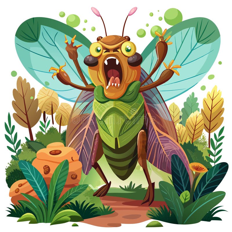 Cicada Bug Tender Screams Garden Vector Stock Illustration ...