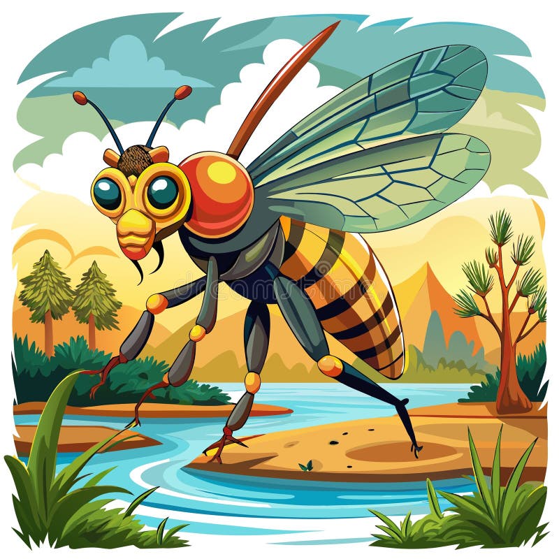 Cicada Bug Terrible Sits Farm Vector Stock Vector - Illustration of ...