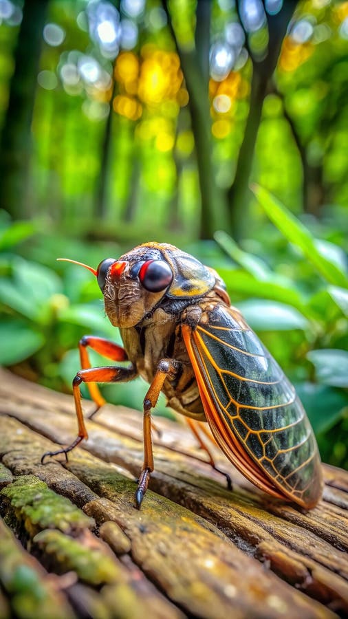 Cicada bug walks forest stock illustration. Illustration of flat ...