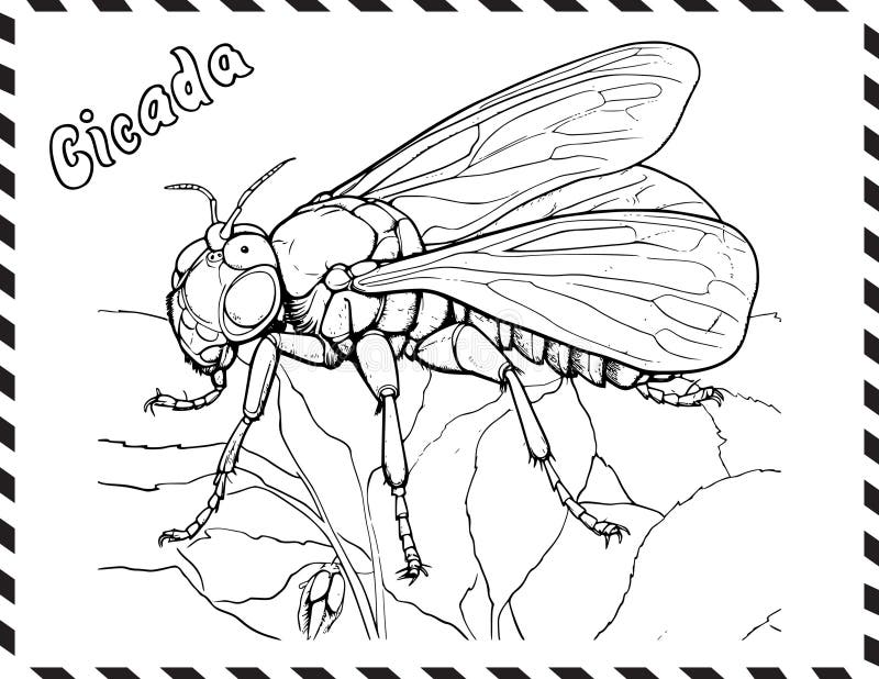 Cicada Coloring Page for Kids Stock Vector - Illustration of kids ...