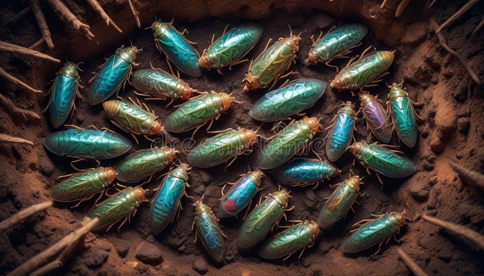 Cicada Larvae are Living in Underground Burrows Stock Illustration ...