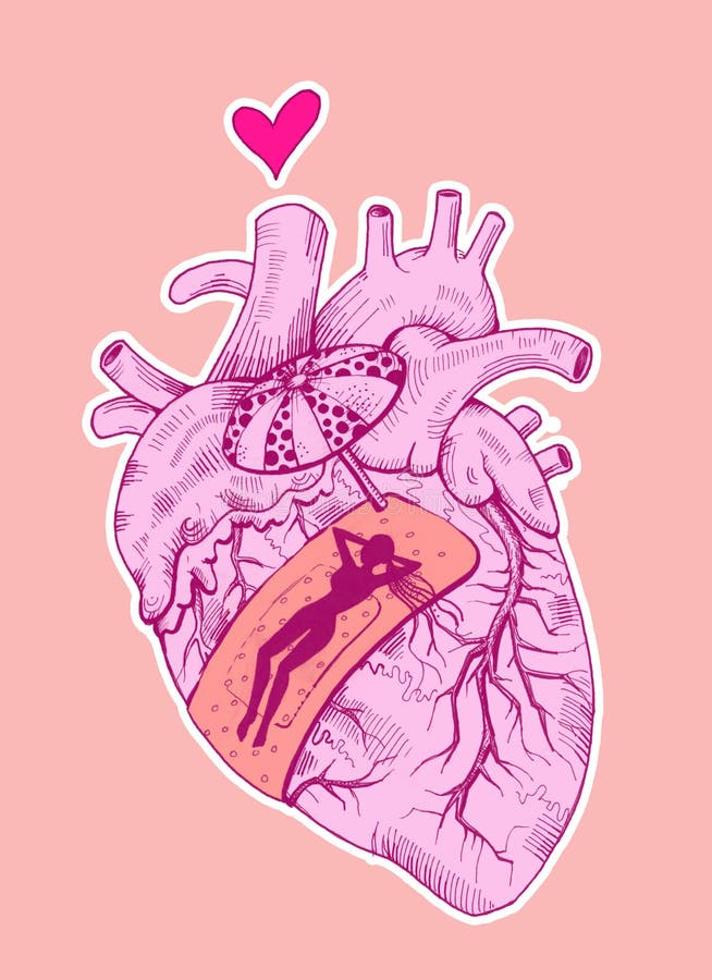 Cicatriz Corazón Humano Con La Tirita Stock de ilustración ...