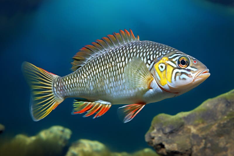 Cichlid Fish in an Aquarium, Aquarium Fish Stock Illustration ...