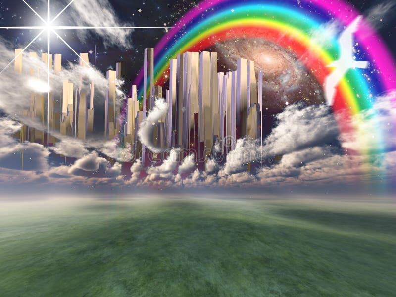 Cidade celestial ilustração stock. Ilustração de arquitetura - 23668656