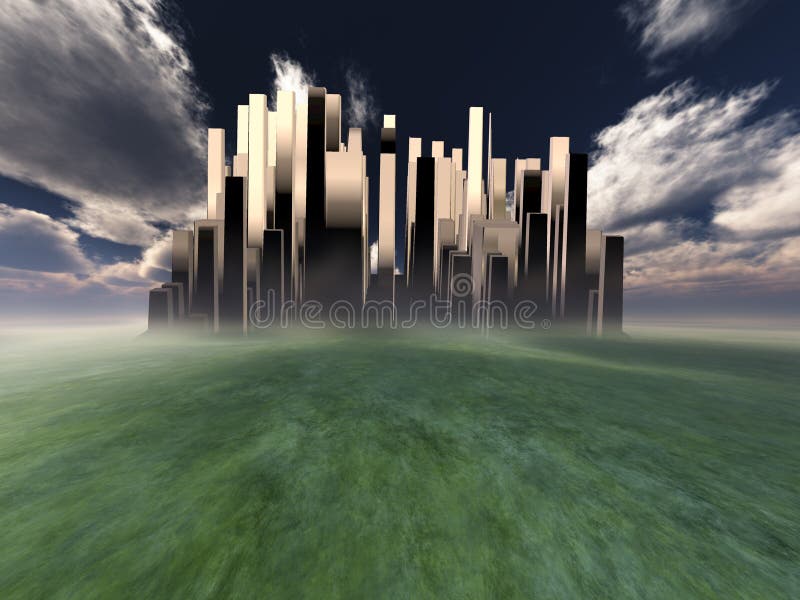 Cidade celestial ilustração stock. Ilustração de perspectiva - 44548748