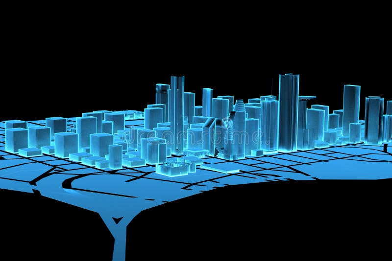 Cidade Grande (azul Do Raio X 3D) Ilustração Stock - Ilustração de ...