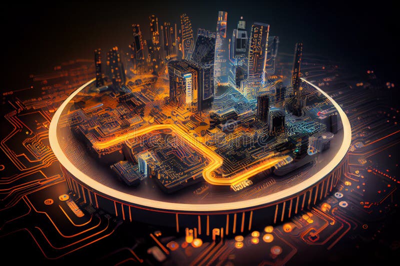 Cidade Inteligente Combinada Com O Conceito De Placa De Circuito ...