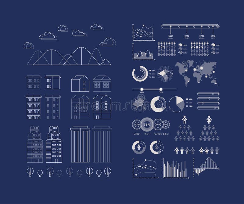 Cidade Linear Lisa Infographic Ilustração Stock - Ilustração de molde ...