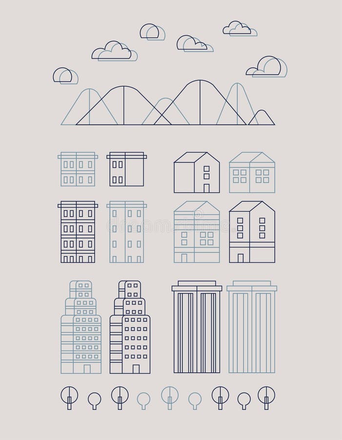 Cidade Linear Lisa Infographic Ilustração do Vetor - Ilustração de ...