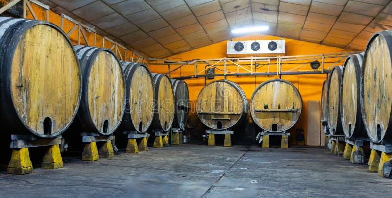 Cider Barrels in Asturian Sidreria Stock Image - Image of machinery ...
