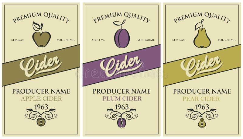 Cider labels set stock vector. Illustration of label - 135930541