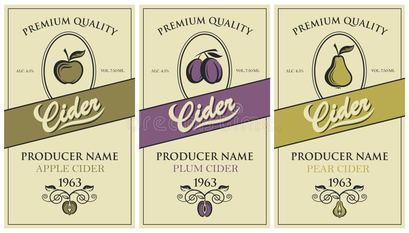 Cider labels set stock vector. Illustration of beverage - 135930550