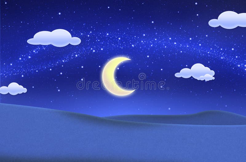 Ciel Bleu De Nuit Et Belle Zone Verte Illustration Stock Illustration Du Herbeux Rêve 5581670