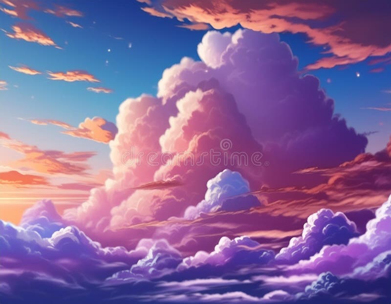 Cielo Animado Con Coloridas Nubes Stock de ilustración - Ilustración de ...