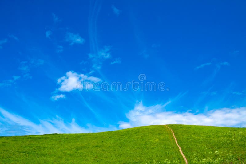 Prado Verde Bajo El Cielo Azul Imagen de archivo - Imagen de azul ...