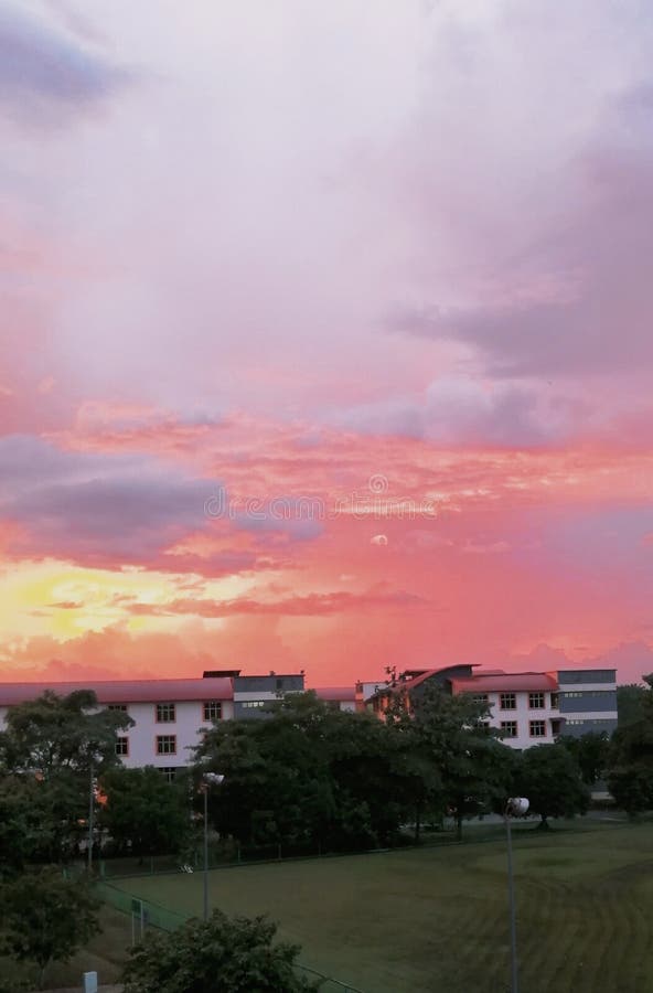 Cielo rosa imagen de archivo. Imagen de ciudad, tarde - 210704253