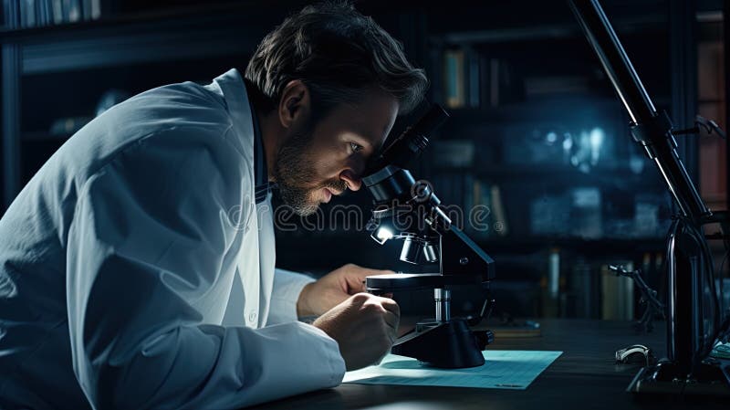Cientist with a Microscope: in Search of Discoveries Stock Illustration ...