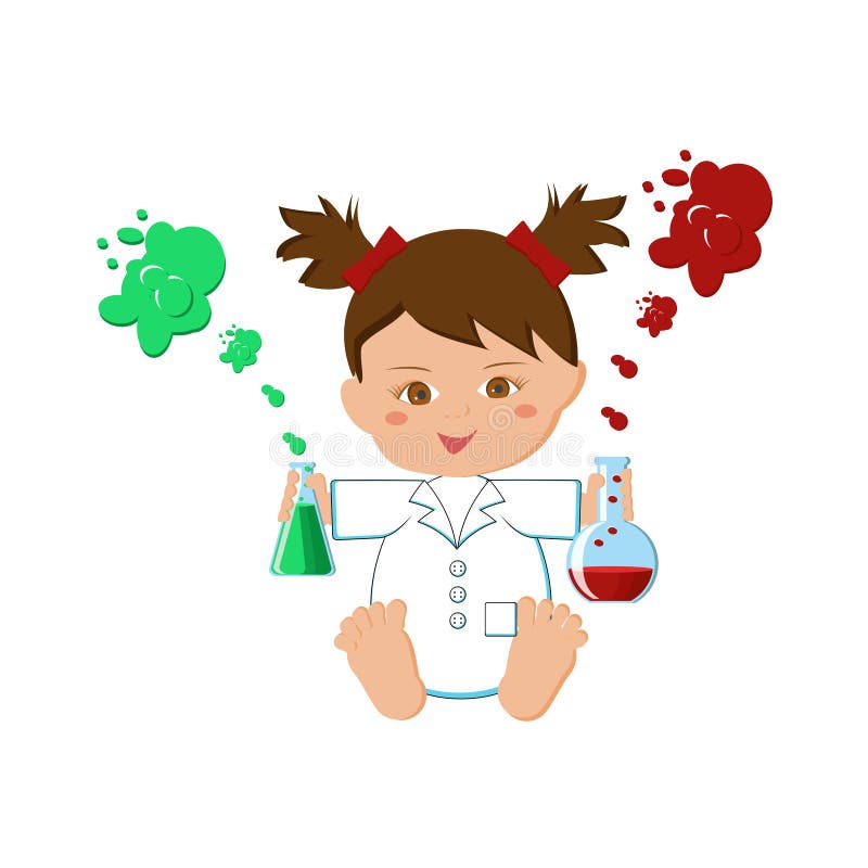 Cientista Feliz Girl Illustration Do Estilo Bonito Ilustração do Vetor ...