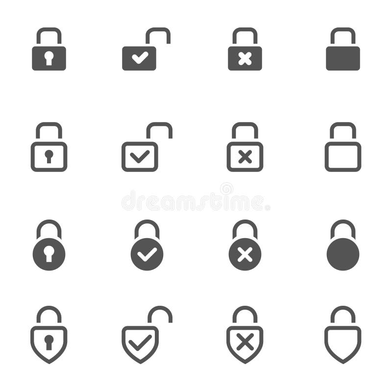 Sistema De Iconos De Las Cerraduras Ilustración del Vector ...