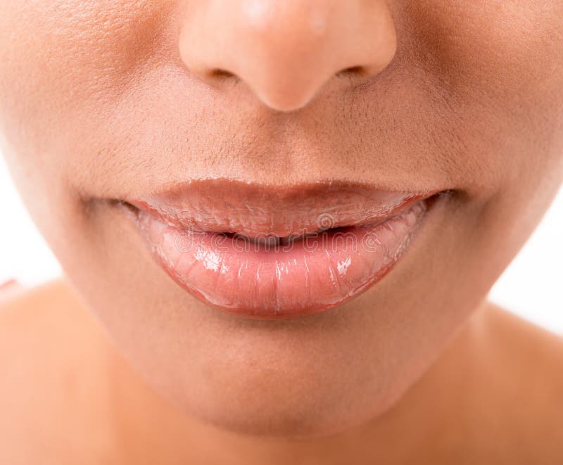 Cierre De La Boca De La Mujer Para Arriba Imagen de archivo - Imagen de ...