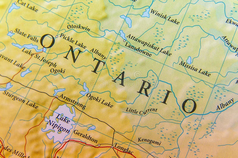 Mapa Geográfico Del Estado Ontario De Canadá Con Las Ciudades ...