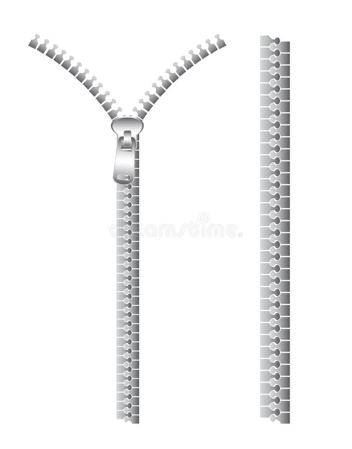 Cierre relámpago de plata ilustración del vector. Ilustración de ...