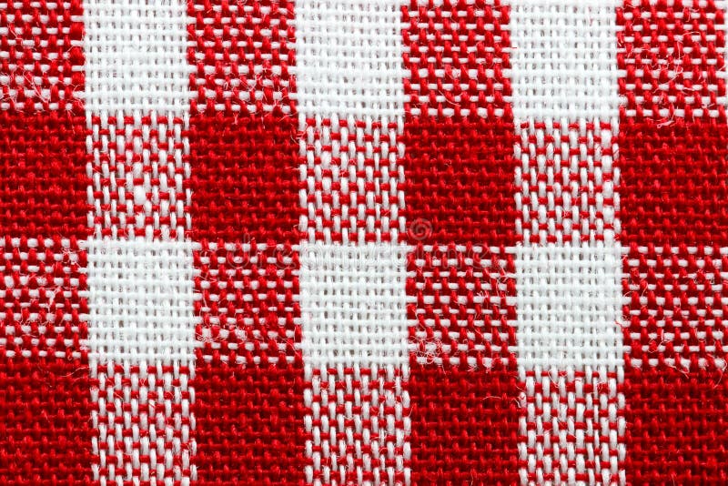 Cierre Rojo De La Tela De La Guinga Para Arriba Foto de archivo ...