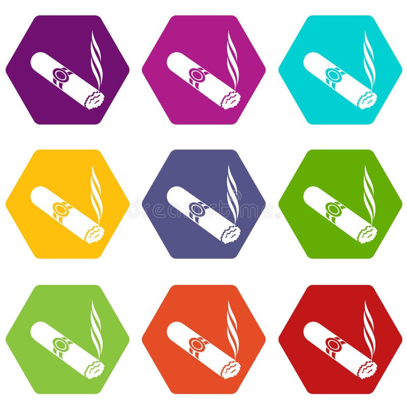 Cigar icons set 9 stock illustration. Illustration of habit - 125328546