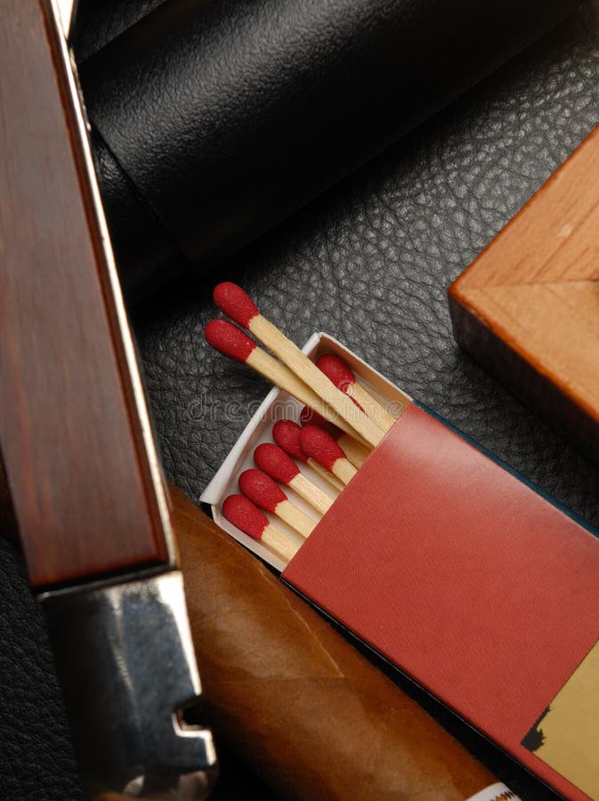 Cigar and matches stock image. Image of wood, leather - 9398247