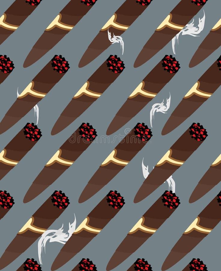 Cigar Seamless Pattern. Background of Cuban Cigars and Smoke Stock ...