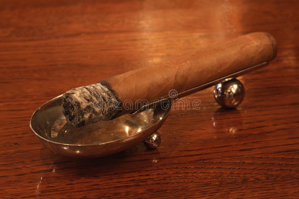 Cigar on a Stand on a Wooden Background Stock Image - Image of handmade ...